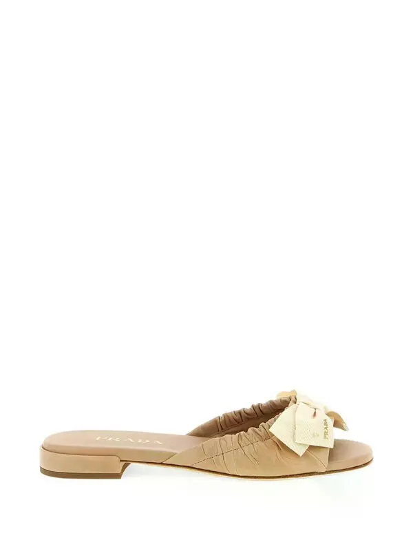 Prada Bow-detail Leather Slides
