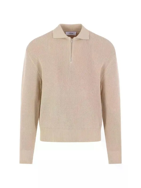 LARDINI Ribbed Half-zip Sweater