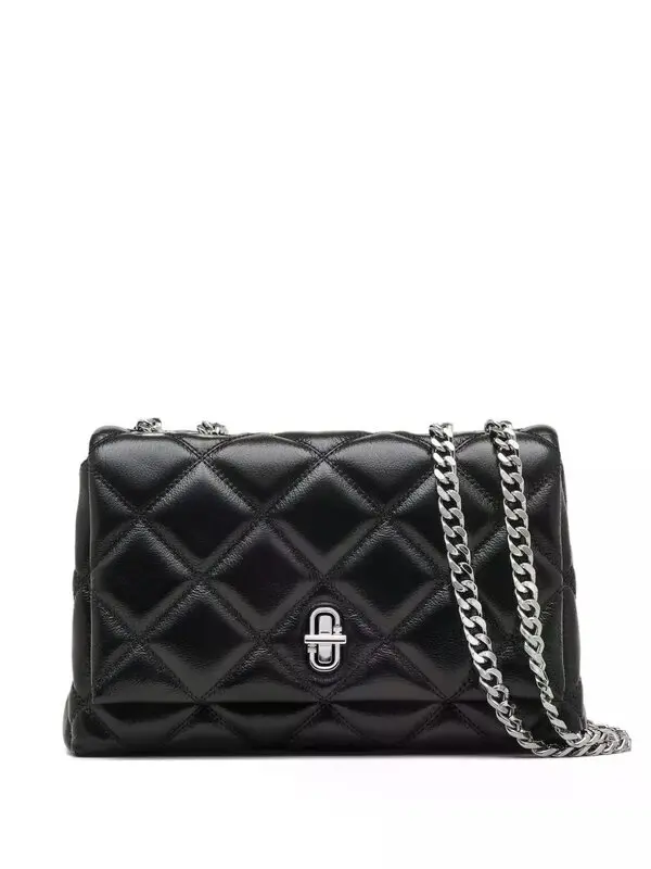 Marc Jacobs Slim Quilted Dual-chain Leather Shoulder Bag - Black