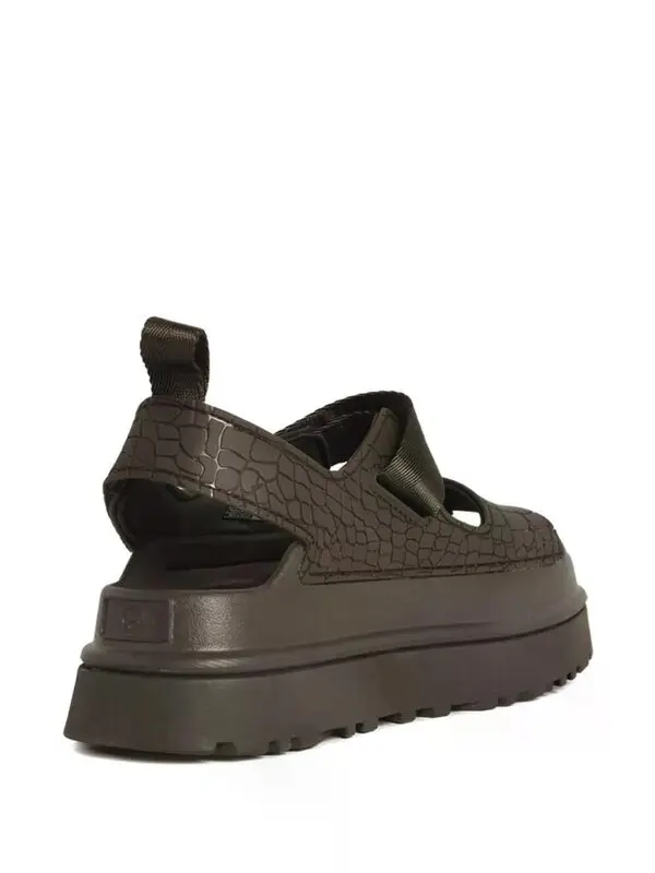 UGG Embossed Straps Leather Sandals - Brown