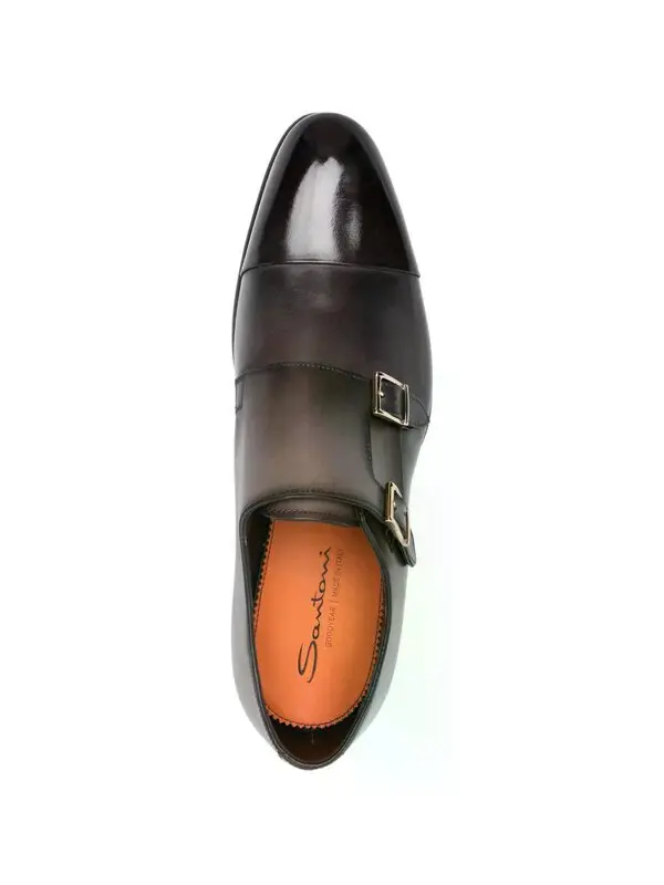Santoni Buckle-fastening Leather Monk Shoes