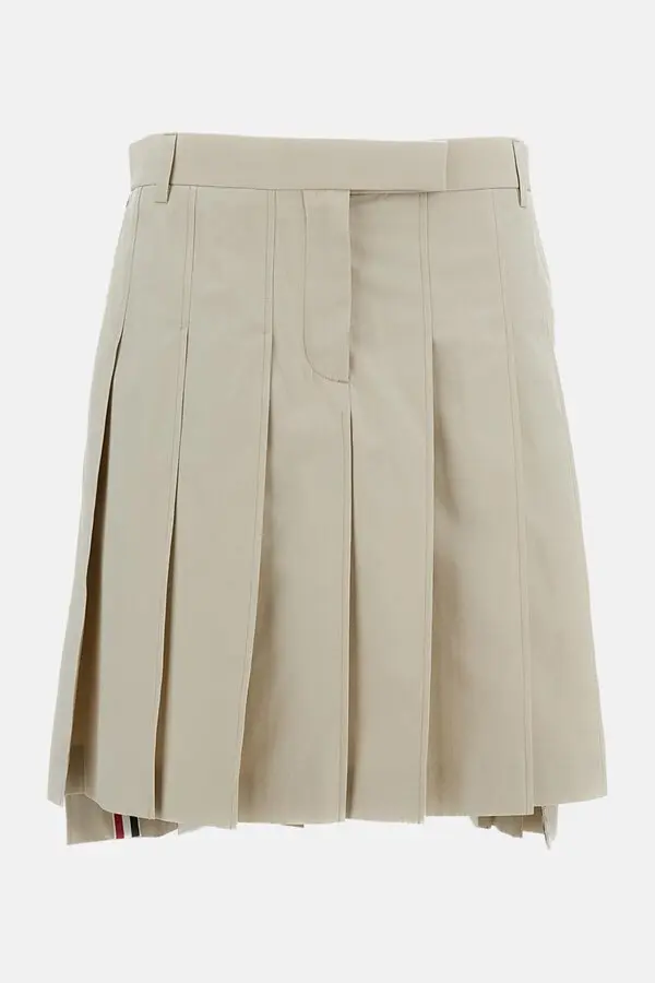 Thom Browne Pleated Cotton Twill Miniskirt