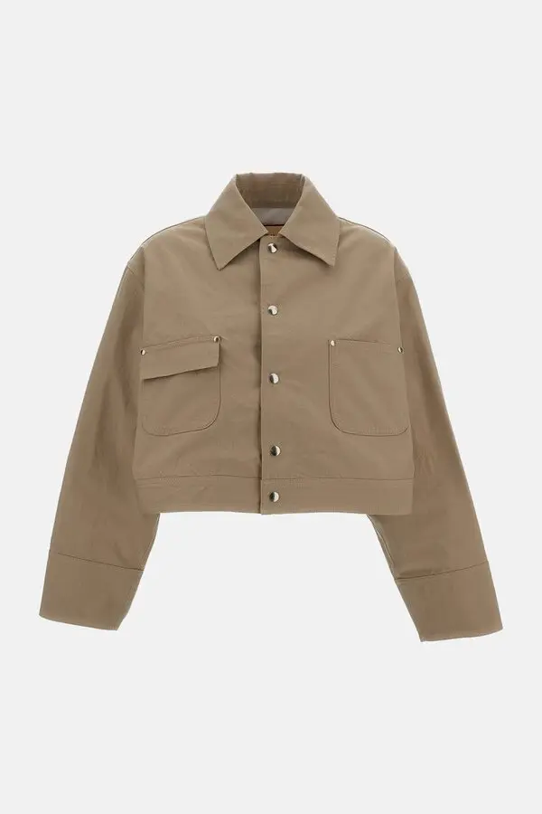 Plan C Jacket In Cotton Blend - Beige