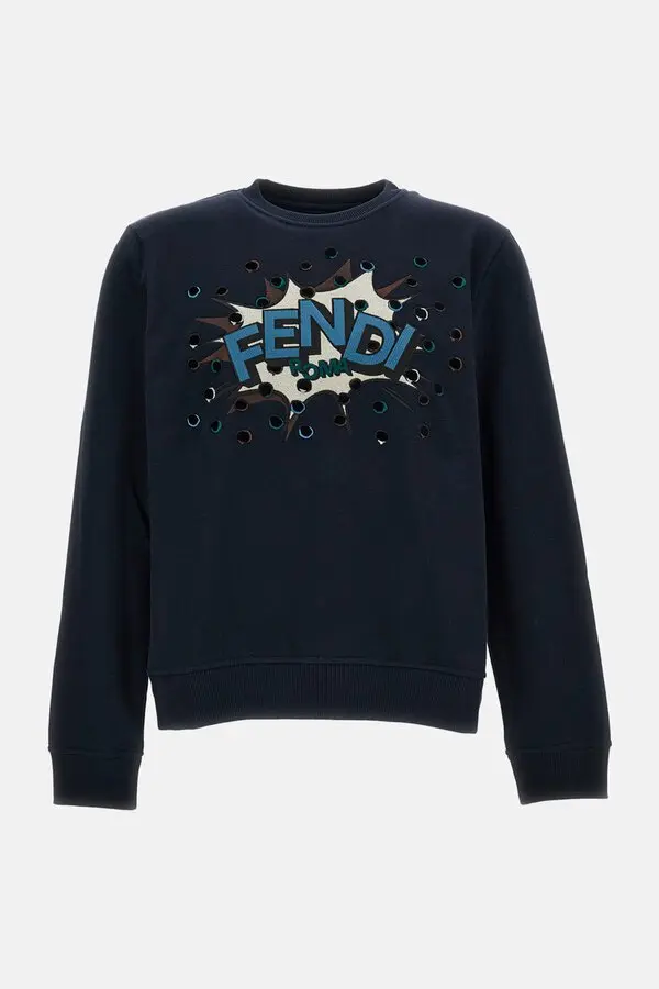 Fendi Cotton Sweatshirt With Embroidery - Blue