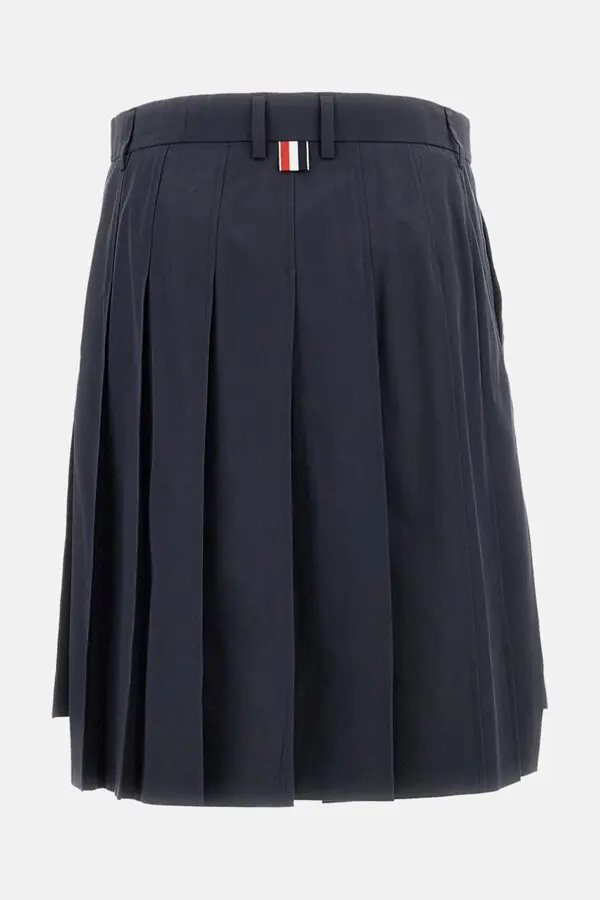 Thom Browne Pleated Cotton Miniskirt - Blue