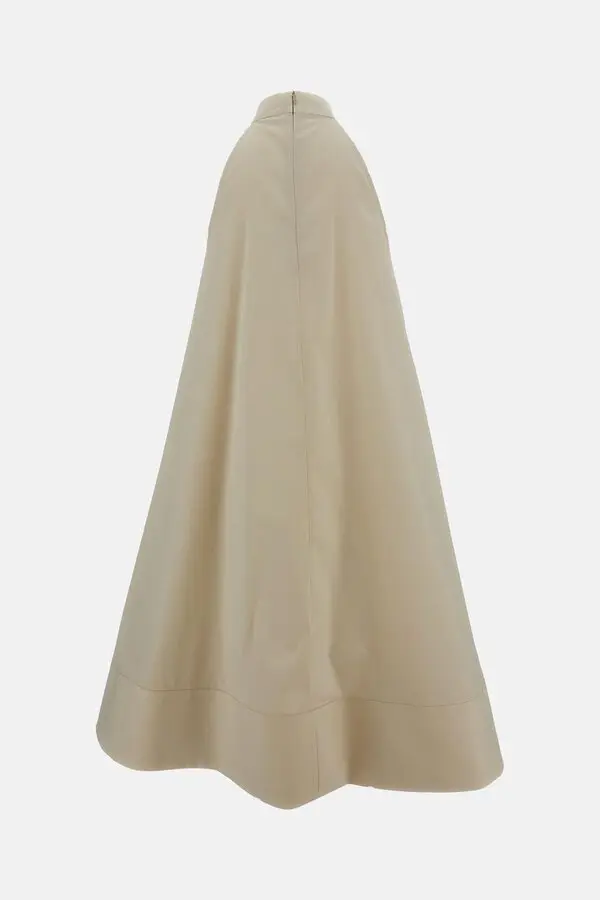 M.S.M. MILANO Cotton Blend Halterneck Maxi Dress