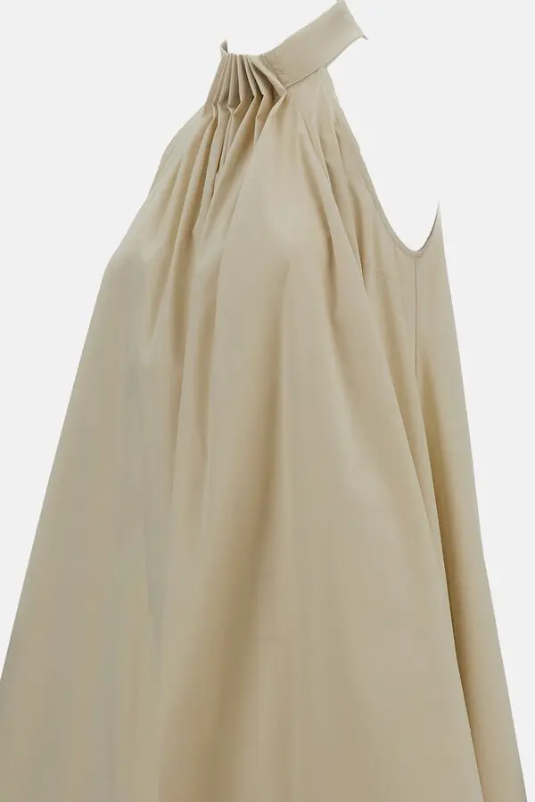 M.S.M. MILANO Cotton Blend Halterneck Maxi Dress
