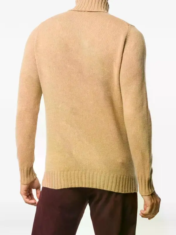 DELL'OGLIO Camel Roll-neck Sweater - Brown