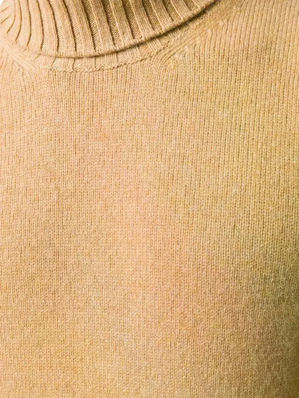 DELL'OGLIO Camel Roll-neck Sweater - Brown