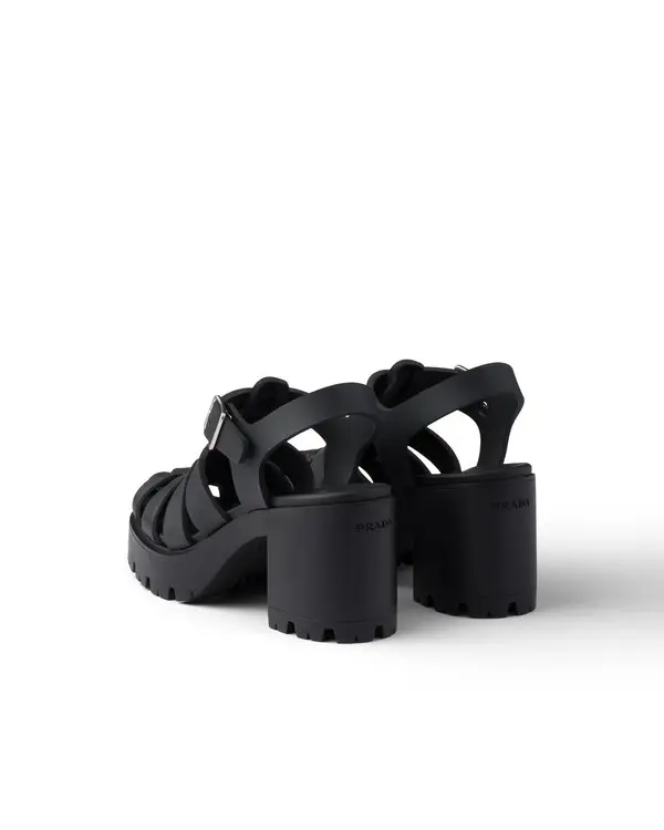 Prada Platform Lug Sole Sandals - Black
