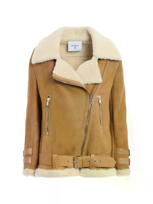 DONDUP Shearling Belted Lamb Leather Jacket