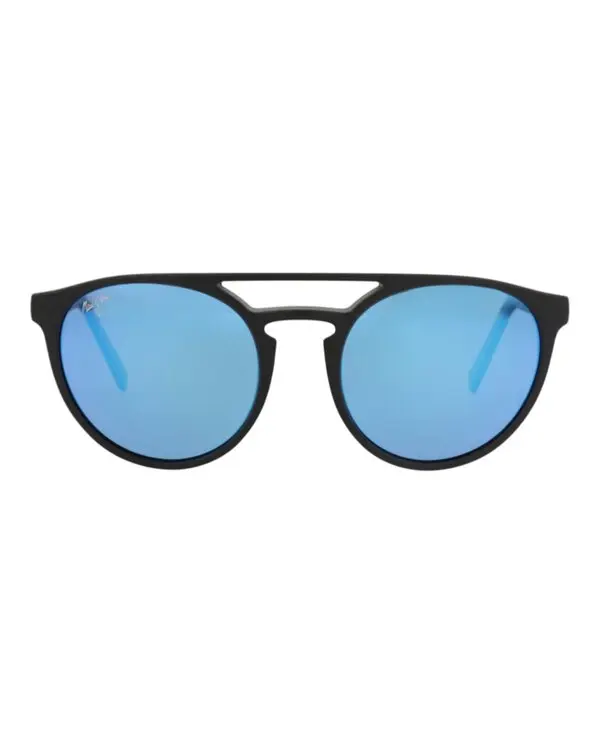Maui Jim Round Frame Injection Sunglasses - Black Black Blue (b781/2m)