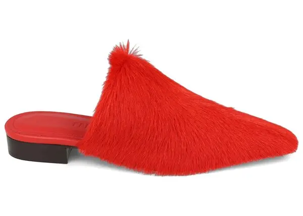 FERRAGAMO Selestina Fur Mules - Flame Red