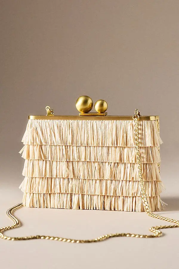 OLGA BERG Carlita Fringe Clutch Bag