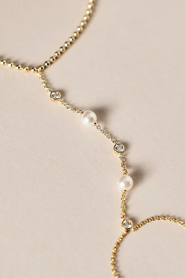 Nadri Esme Pearl Hand Chain - Gold