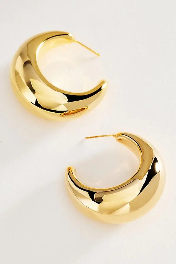 Anthropologie Chunky Mini Hoop Earrings - Gold