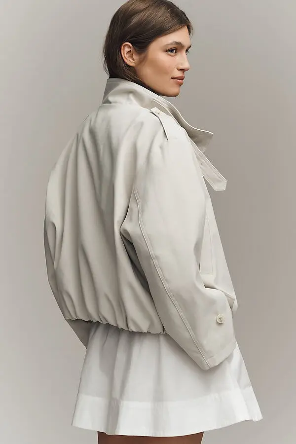 Maeve Double-breasted Short Trench Coat - Light Sand