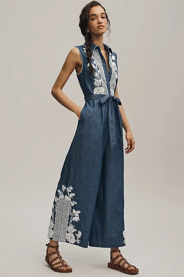 RANNA GILL Lace Jumpsuit - Denim