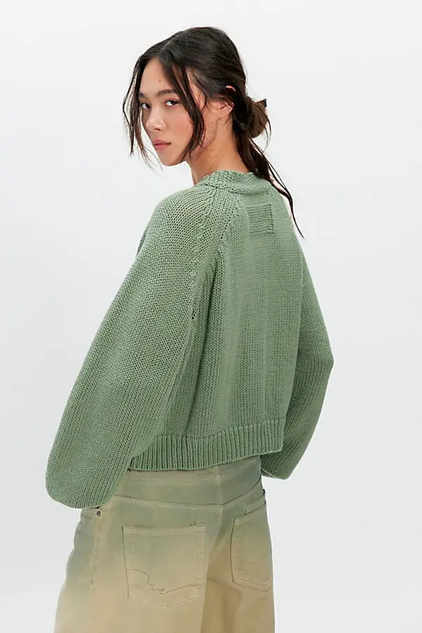 Free People We The Free On The Edge Cardigan - Oiled Green Combo