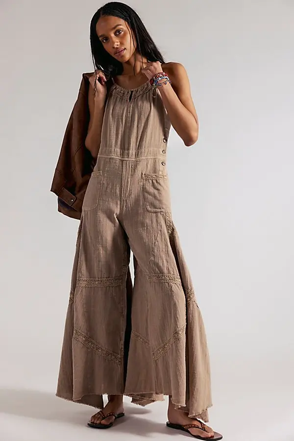 Free People Fallen Star One-piece Jumpsuit - Oat Brown