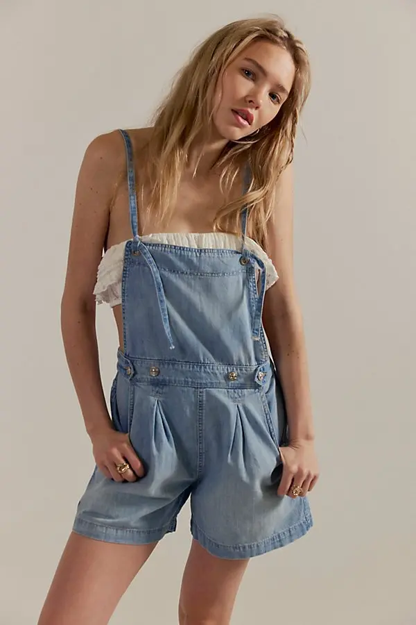 Free People We The Free Axel Denim Shortalls - Secret Oasis