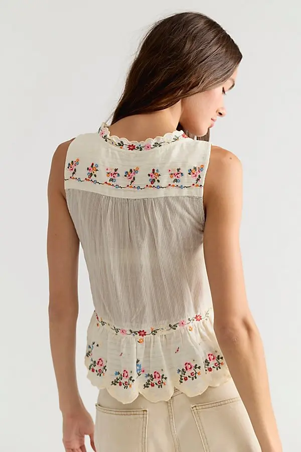Free People Ellis Embroidered Blouse