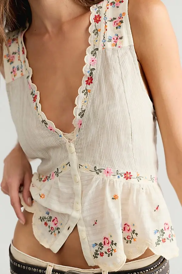 Free People Ellis Embroidered Blouse