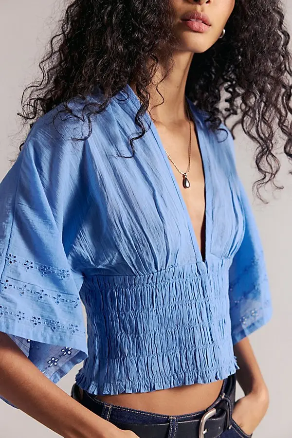 Free People Ester Blouse - Blissful Blue