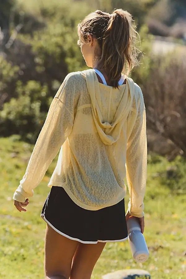 Free People Textured Pullover Hooded Top - Sunlit Yellow
