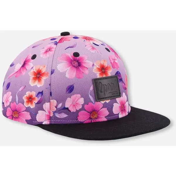 DEUX PAR DEUX Floral Gradient Flat Brim Cap - Mauve Floral Gradient
