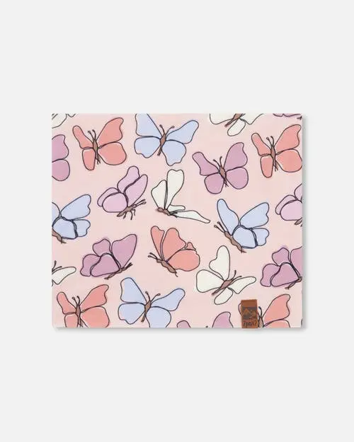 DEUX PAR DEUX Stretch Jersey Butterflies Neck Tube - Pink Printed Butterflies