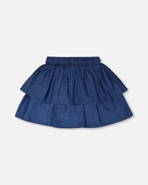 DEUX PAR DEUX Tiered Chambray Skort