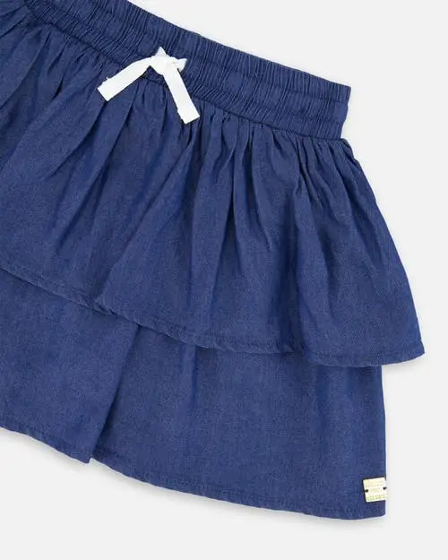 DEUX PAR DEUX Tiered Chambray Skort