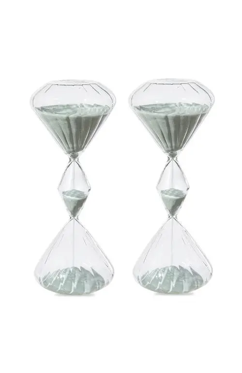 GLITZHOME Set Of 2 Geometric Tri-layer Hourglasses 60-minute Sand Timers - Grey