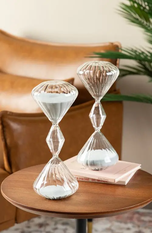GLITZHOME Set Of 2 Geometric Tri-layer Hourglasses 60-minute Sand Timers