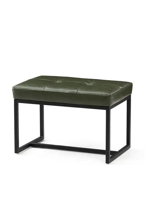 GLITZHOME Modern Thick Leatherette Accent Stool With Metal Frame - Green