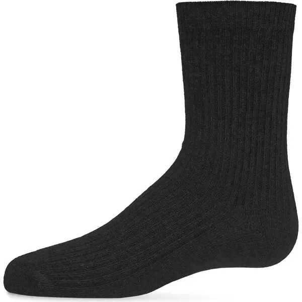 MEMOI Ribbed Crew Socks - Black