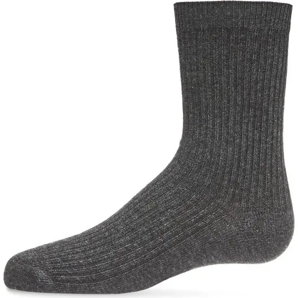 MEMOI Ribbed Crew Socks - Charcoal