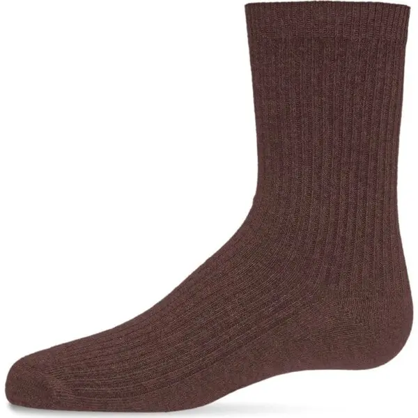 MEMOI Ribbed Crew Socks - Cocoa