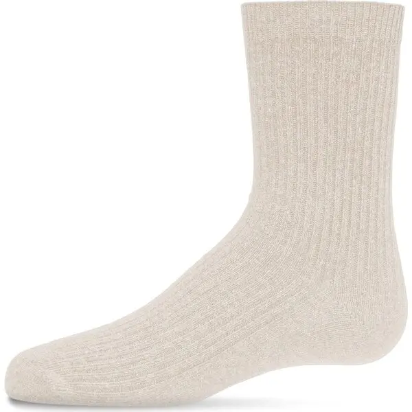 MEMOI Ribbed Crew Socks - Latte