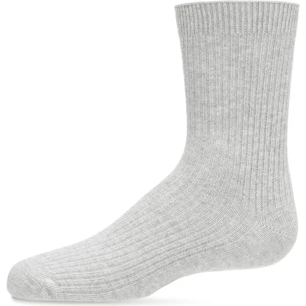 MEMOI Ribbed Crew Socks - Light Gray