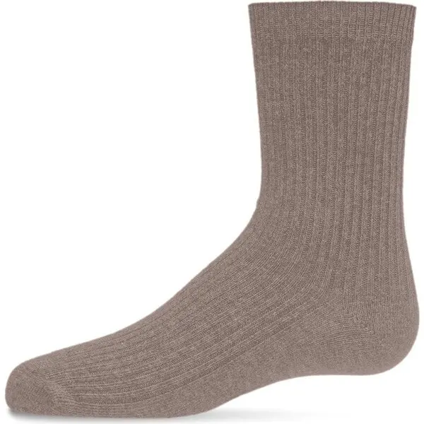 MEMOI Ribbed Crew Socks - Taupe