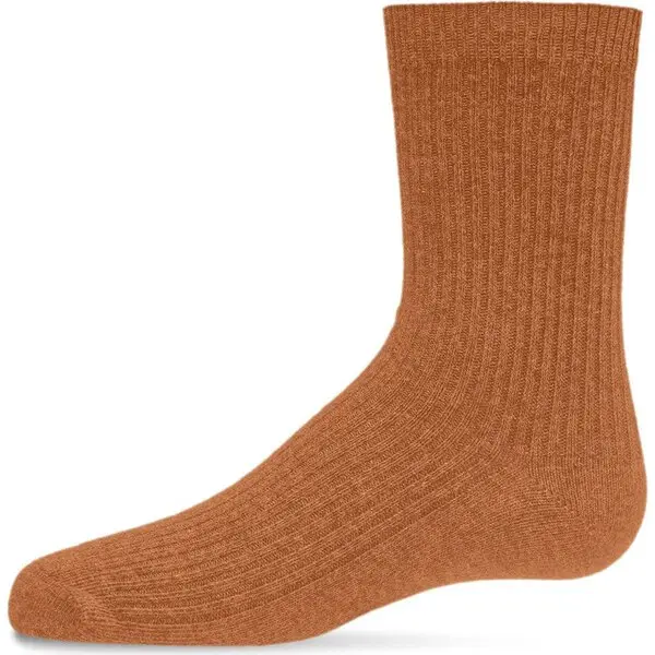 MEMOI Ribbed Crew Socks - Toffee
