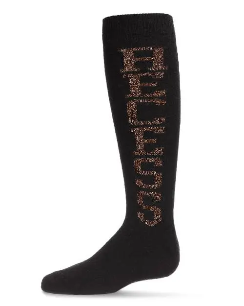 MEMOI Lurex Recess Knee High Socks - Black