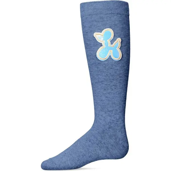 MEMOI Iridescent Balloon Dog Knee High Socks - Medium Denim