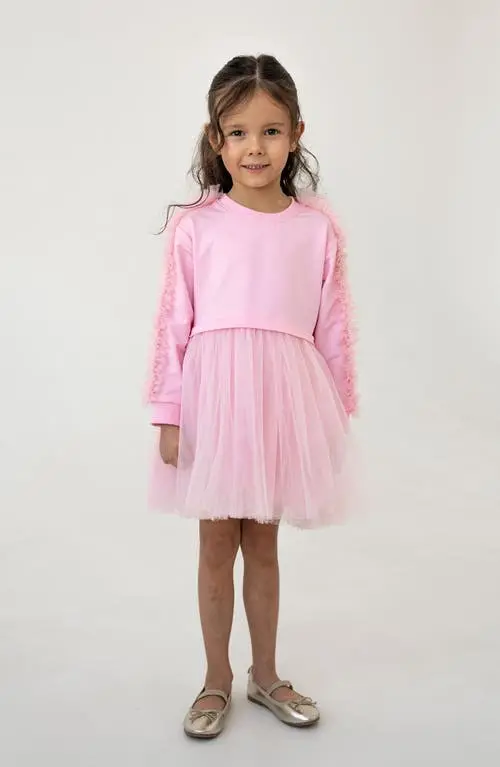 MINI CELEBRITIES Ruffle Sleeve Sweatshirt Dress - Pink Rose
