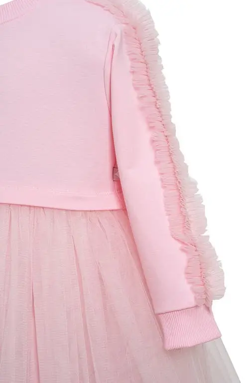 MINI CELEBRITIES Ruffle Sleeve Sweatshirt Dress - Pink Rose