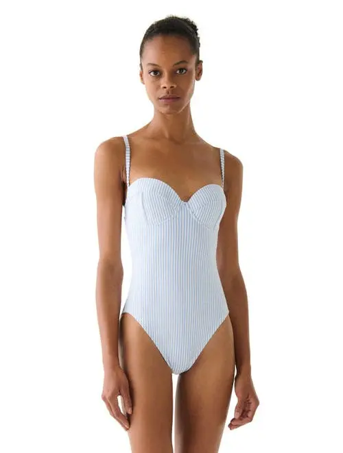 Kate Spade New York Striped Bow Back One Piece Swimsuit - Diamond Blue