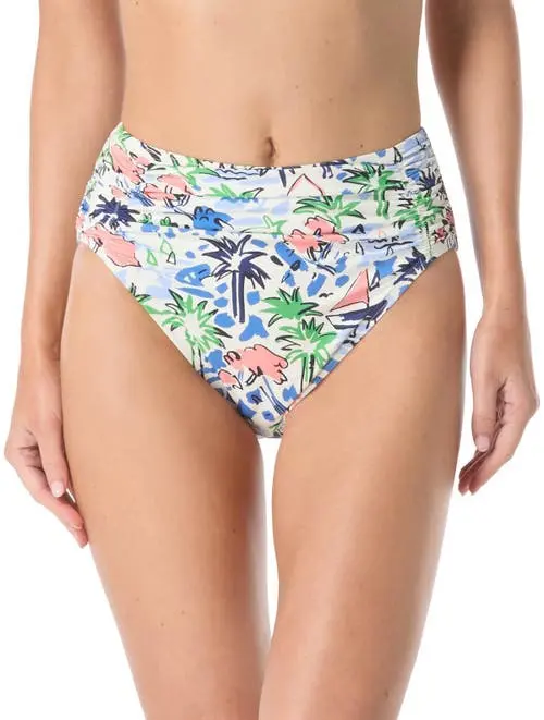 Kate Spade New York Coastal Town Shirred High Swim Bottom - Multi