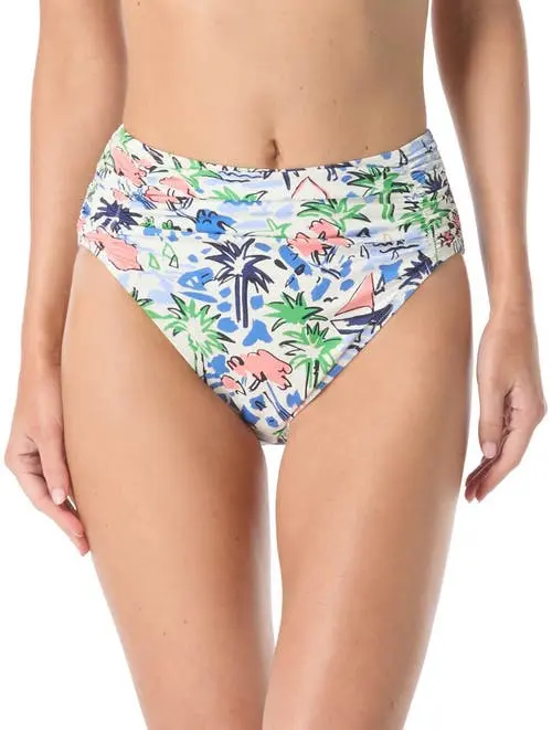 Kate Spade New York Coastal Town Shirred High Swim Bottom - Multi